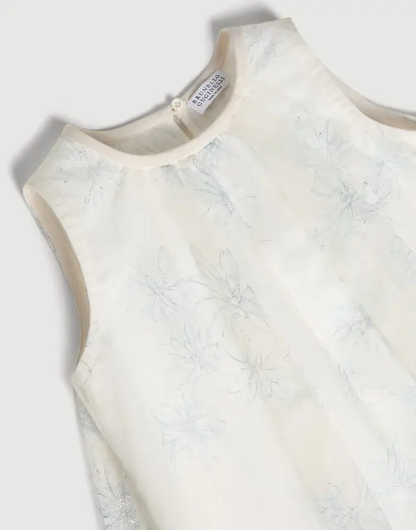 Brunello Cucinelli Sparkling Daisy Print Tulle Top