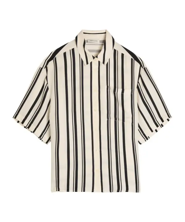 ANINE BING Coco Striped Satin Shirt - White