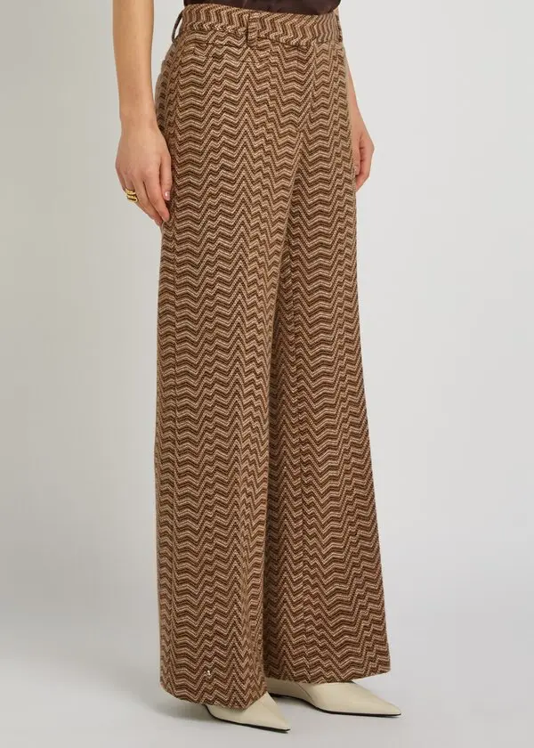 Missoni Chevron Wide-leg Wool-blend Trousers - Brown
