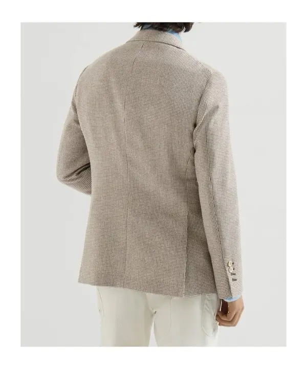 Brunello Cucinelli Wool, Alpaca And Silk Houndstooth Deconstructed Cavallo Blazer