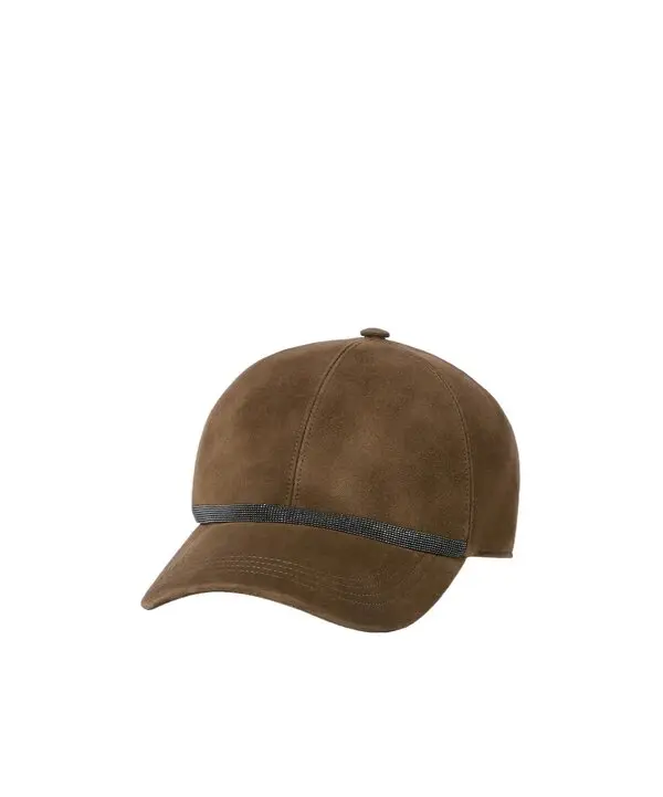 Brunello Cucinelli Suede Baseball Cap With Shiny Band