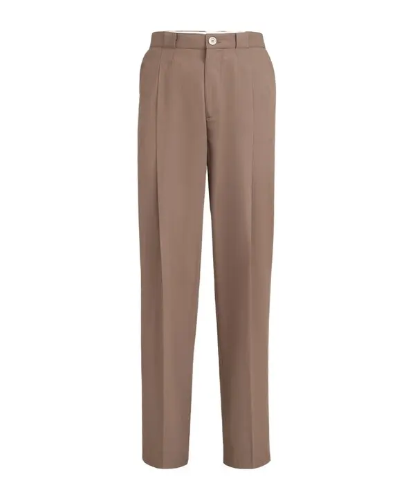 Brunello Cucinelli Cotton Crêpe Batavia Trousers With Pleat