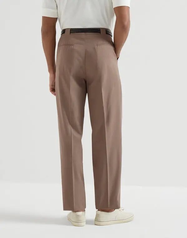 Brunello Cucinelli Cotton Crêpe Batavia Trousers With Pleat