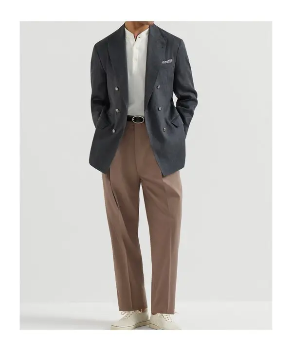 Brunello Cucinelli Cotton Crêpe Batavia Trousers With Pleat