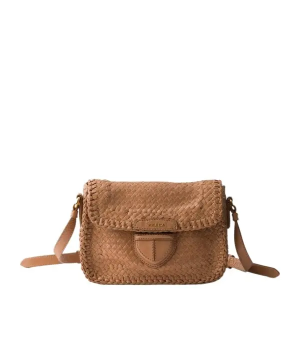 Prada Woven Leather Mini Shoulder Bag