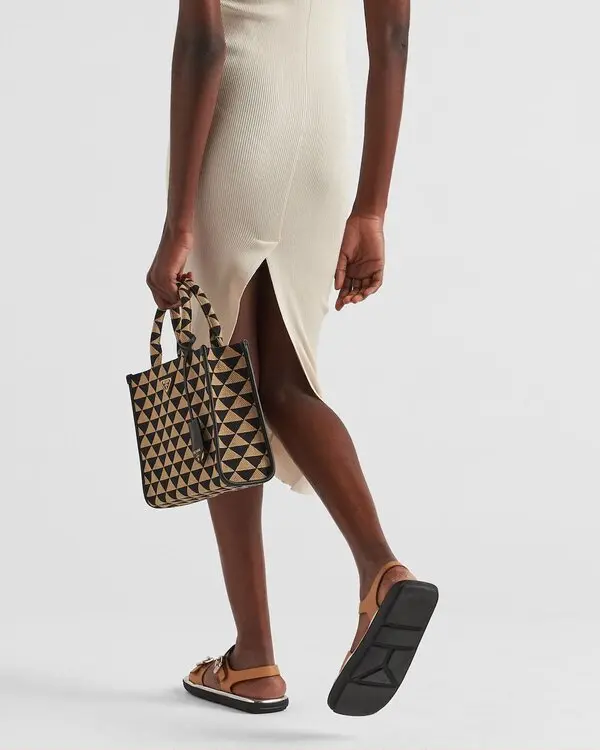 Prada Ribbed Monogram Logo Sleeveless Dress