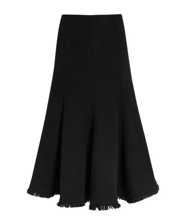 Gabriela Hearst Patterson Wool And Cashmere-blend Midi Skirt - Black