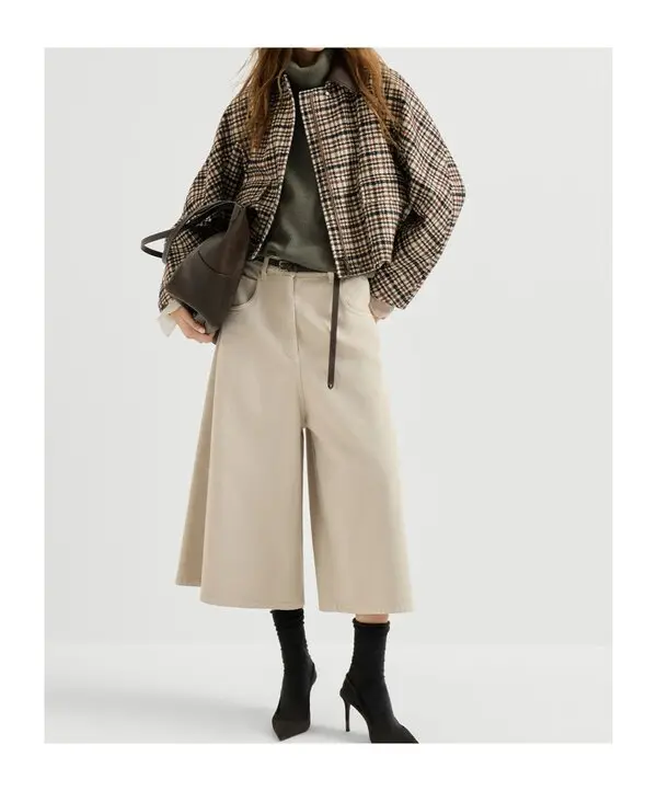 Brunello Cucinelli Cashmere English-rib Turtleneck Sweater With Monili - Origano