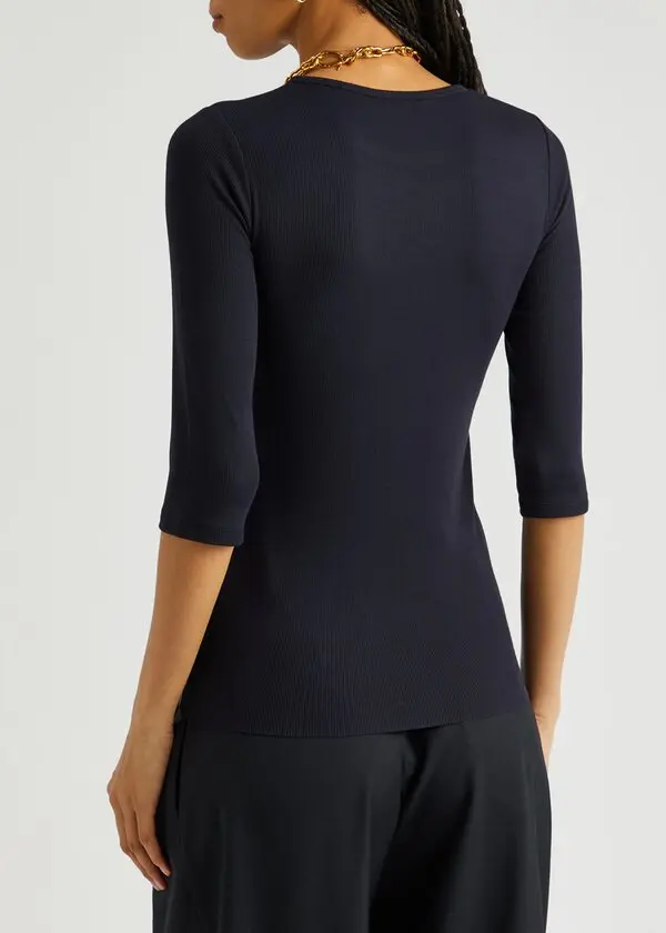 Vince Ribbed Stretch-jersey Top - Black
