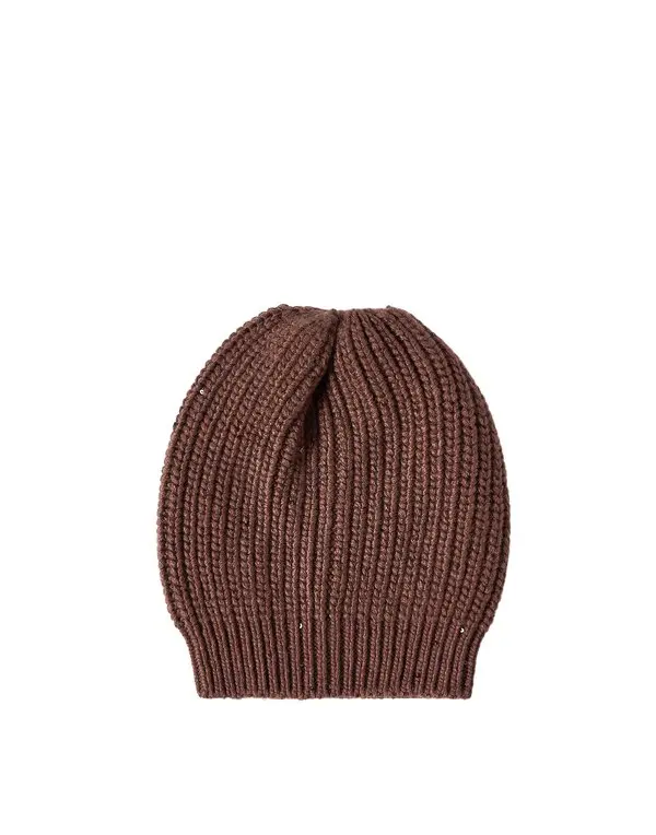 Brunello Cucinelli Cashmere And Silk Diamond-yarn Knit Beanie - Chocolate-colored