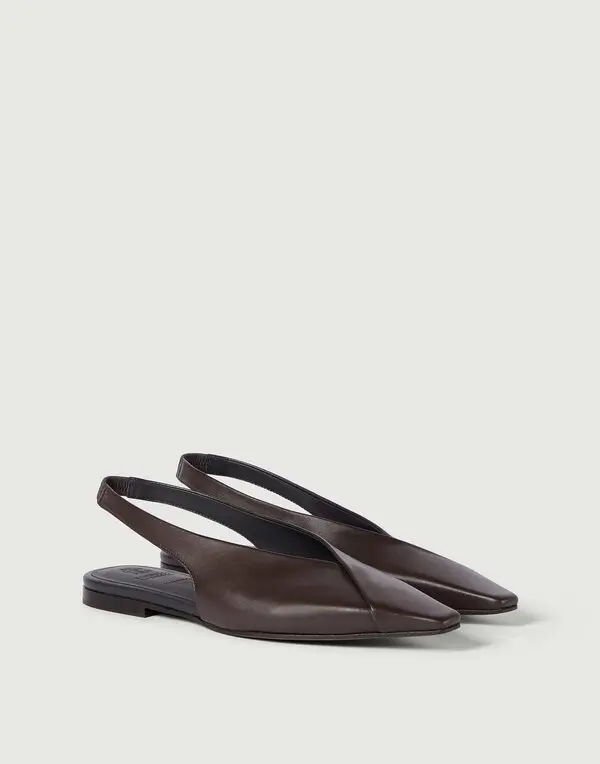 Brunello Cucinelli Calfskin Slingback Flats