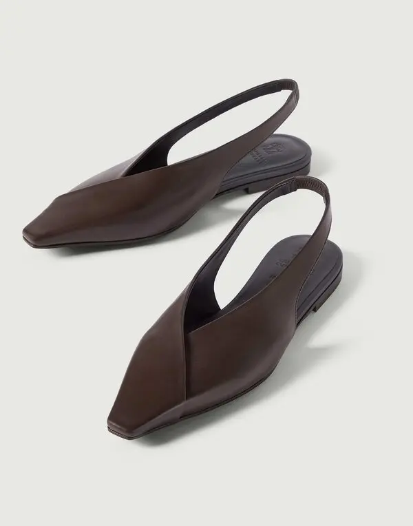 Brunello Cucinelli Calfskin Slingback Flats