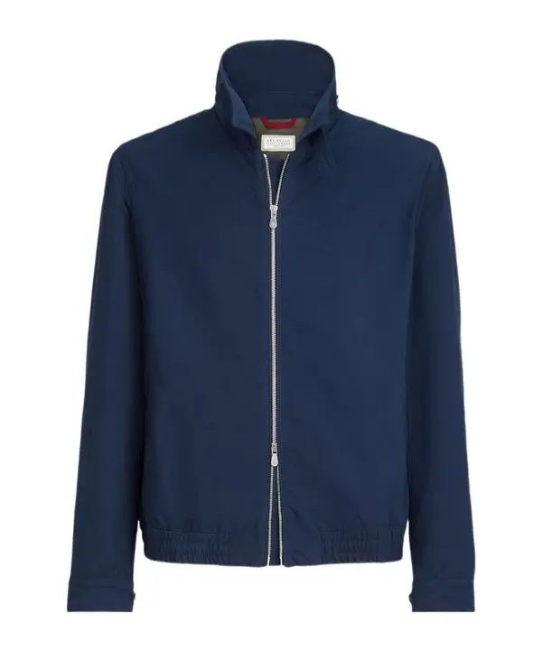 Brunello Cucinelli Water-resistant Microfiber Zip-up Jacket - Blue
