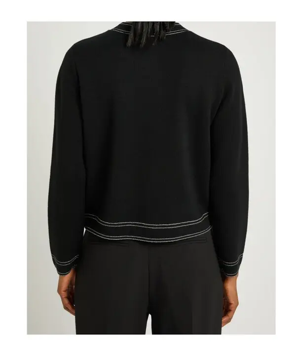 Tory Burch Topstitch Wool Cardigan