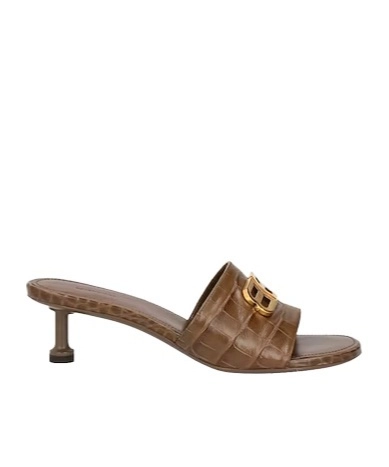 Balenciaga Crocodile-patterned Leather Slippers