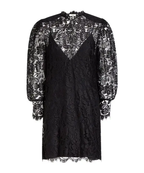 Chloé Floral-lace Mini Dress - Black