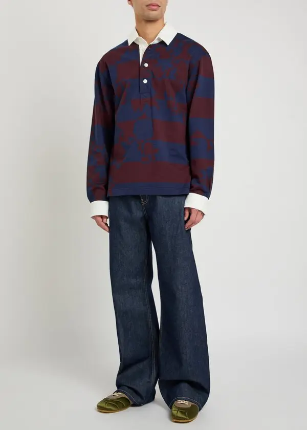 Dries Van Noten Hucho Patterned Cotton Rugby Top