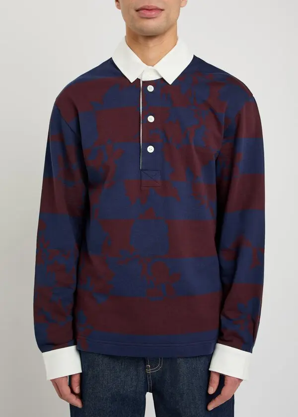 Dries Van Noten Hucho Patterned Cotton Rugby Top