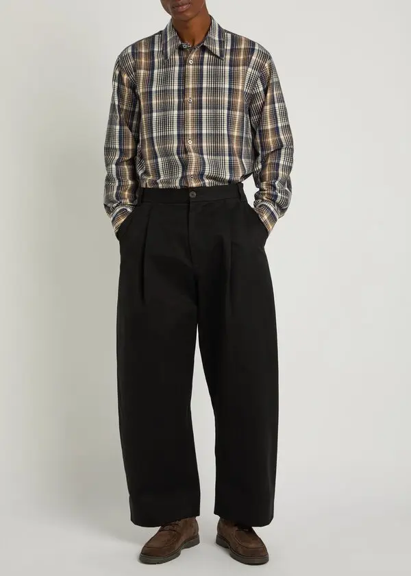 Studio Nicholson Checked Brushed-cotton Shirt