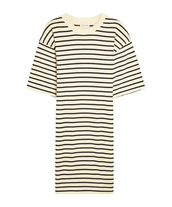 ANINE BING Mona Striped Cotton-blend Mini Dress - White