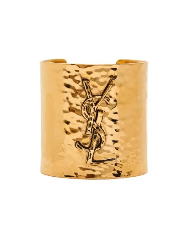 Saint Laurent Logo Hammered Cuff