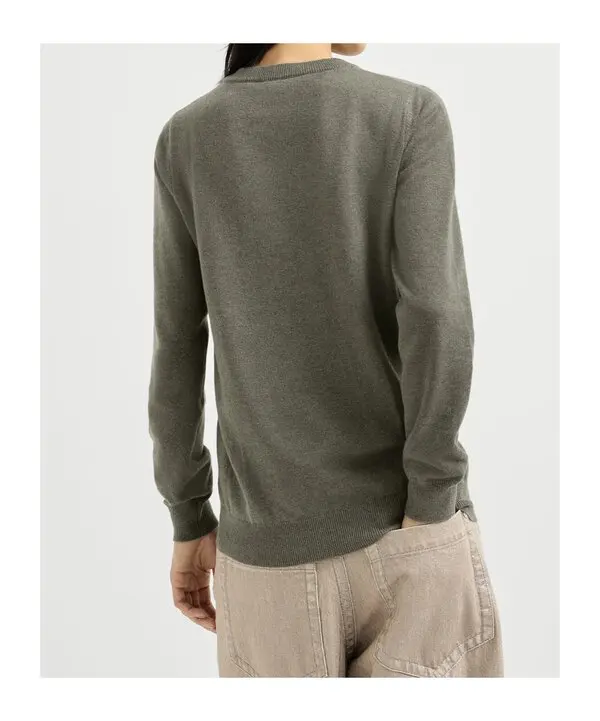 Brunello Cucinelli Cashmere Crewneck Sweater With Monili Detail - Origano