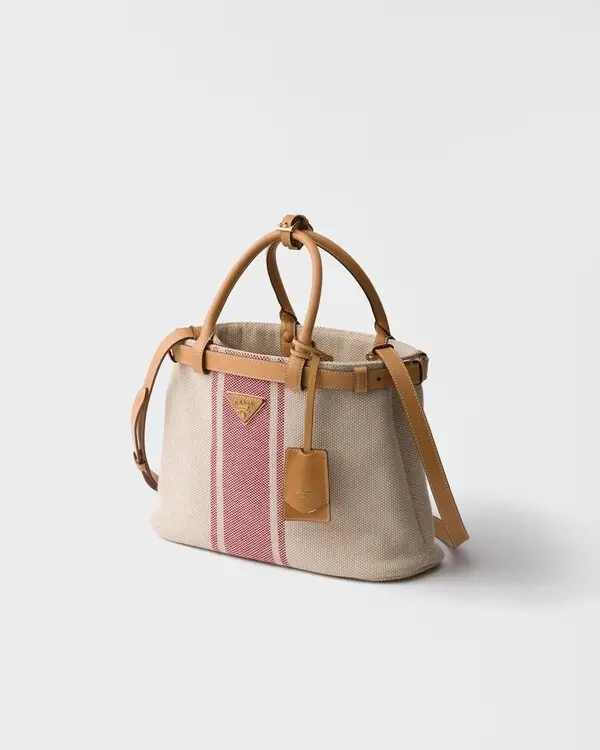 Prada Buckle Small Canvas And Leather Bag