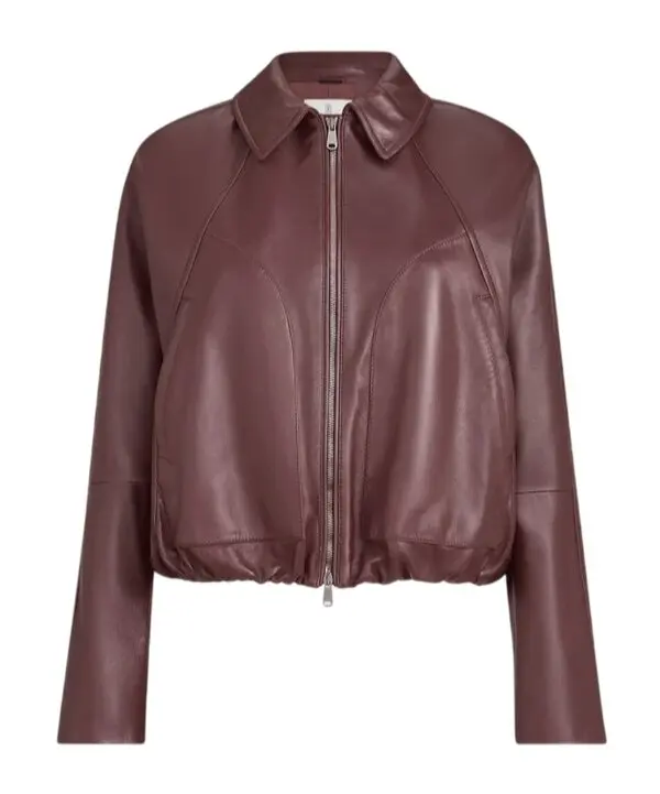 Brunello Cucinelli Nappa-leather Outerwear Jacket With Drawstring And Monili