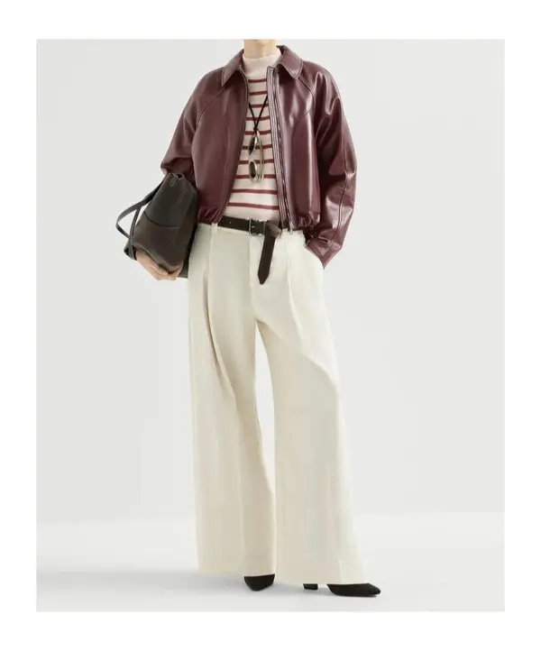 Brunello Cucinelli Nappa-leather Outerwear Jacket With Drawstring And Monili