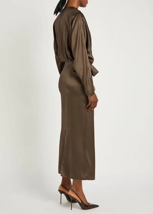 Staud Phoebe Draped Stretch-silk Maxi Dress