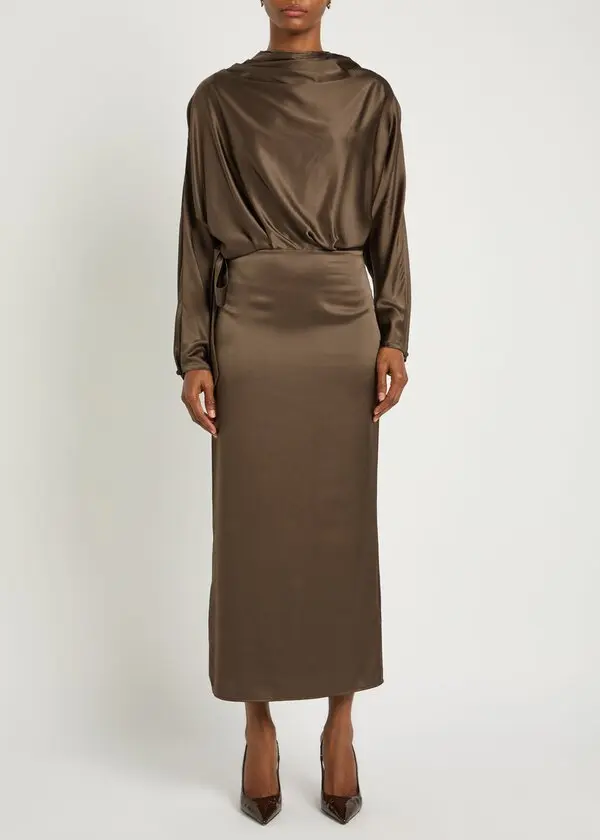Staud Phoebe Draped Stretch-silk Maxi Dress