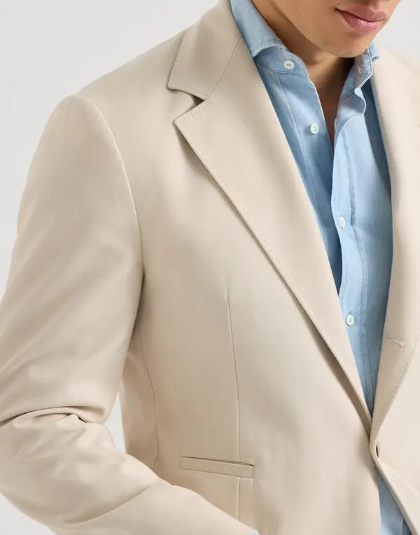 Brunello Cucinelli Cotton And Virgin Wool Gabardine Deconstructed Blazer