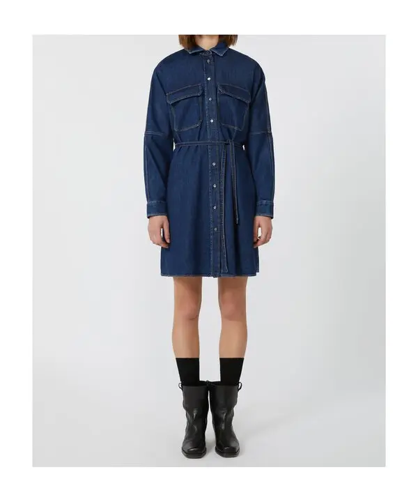 Max Mara Denim Shirt Dress With Classic Collar
