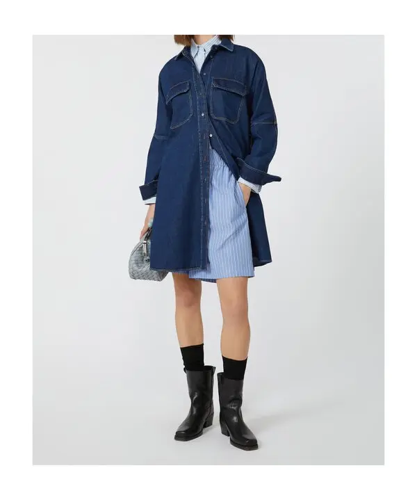 Max Mara Denim Shirt Dress With Classic Collar