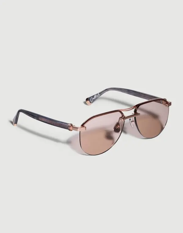 Brunello Cucinelli Carlito B. 14k Rose Gold-plated Titanium Sunglasses