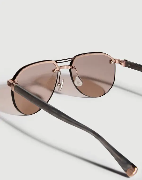 Brunello Cucinelli Carlito B. 14k Rose Gold-plated Titanium Sunglasses