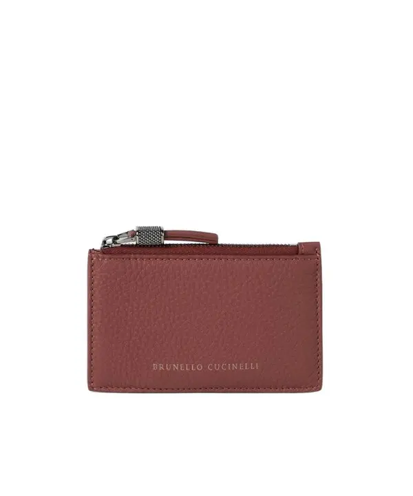 Brunello Cucinelli Logo Leather Card Holder