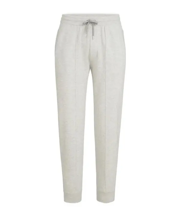 Brunello Cucinelli Cashmere Double-knit Trousers With Crête-detail And Elasticated Zipper Cuffs - Light Gray