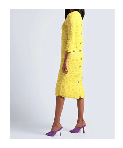 Balenciaga Tweed Dress With 3/4 Sleeves And Button Detail