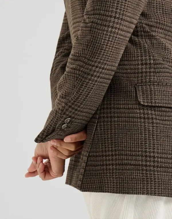Brunello Cucinelli Cashmere Prince Of Wales Tailor Blazer - Chestnuts