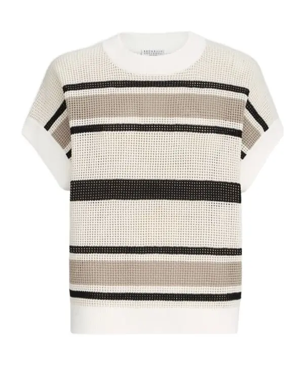Brunello Cucinelli Striped Cotton Knit T-shirt - Multi-color