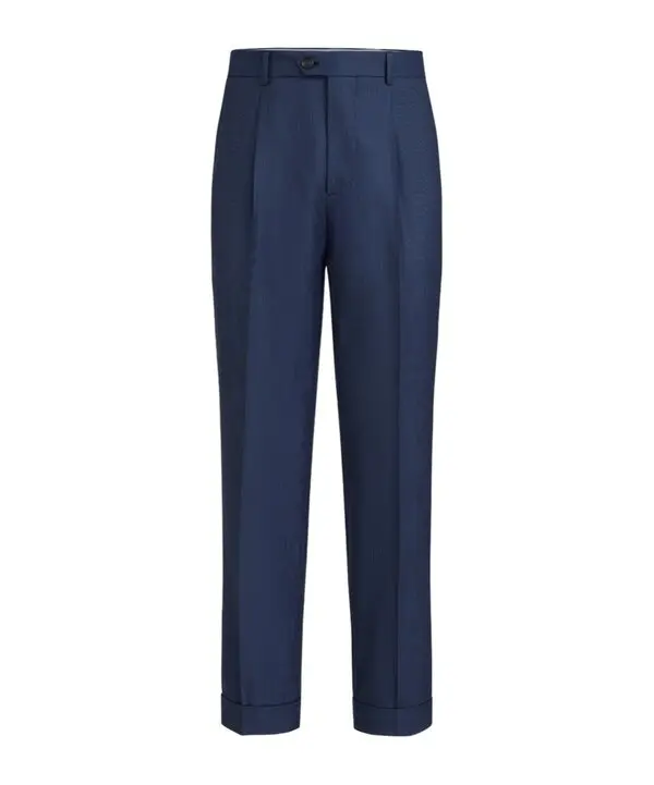 Brunello Cucinelli Super 150s Virgin Wool Houndstooth Pleated Trousers