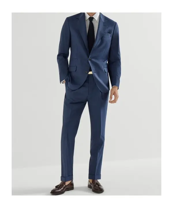 Brunello Cucinelli Super 150s Virgin Wool Houndstooth Pleated Trousers