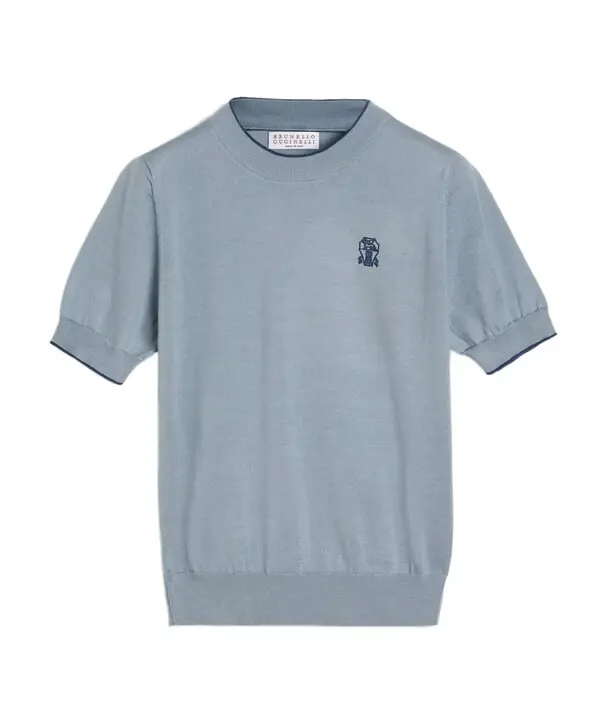 Brunello Cucinelli Lightweight Cotton Knit T-shirt With Logo