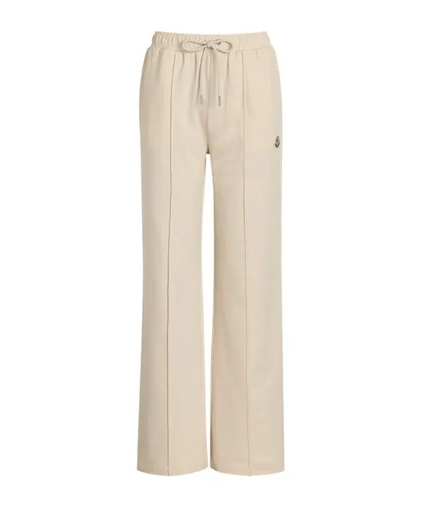Moncler Pintuck Straight-leg Cotton Sweatpants - Nude