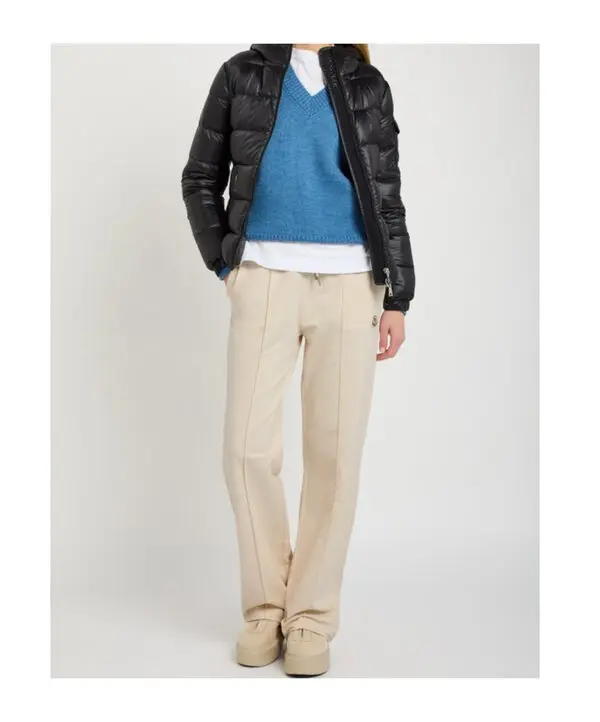 Moncler Pintuck Straight-leg Cotton Sweatpants - Nude