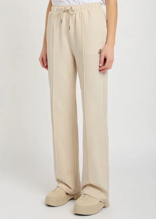 Moncler Pintuck Straight-leg Cotton Sweatpants - Nude