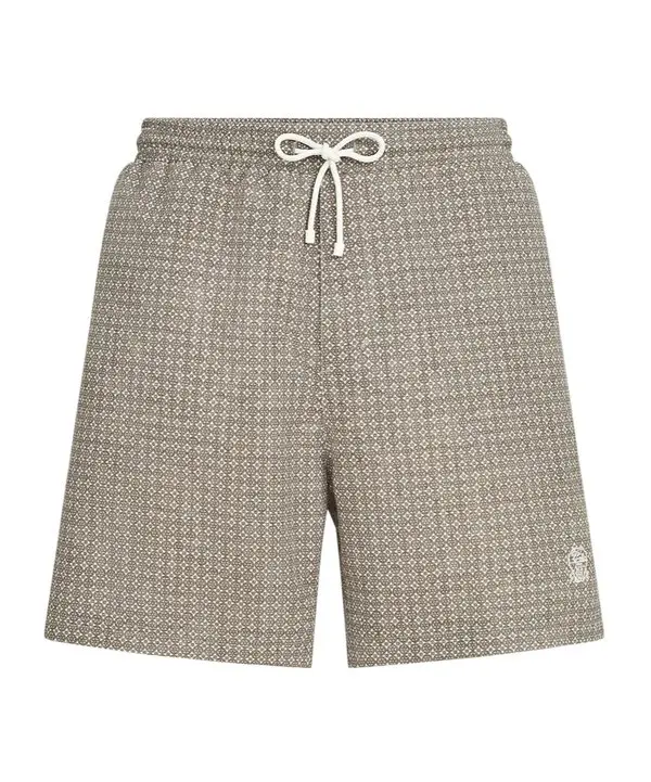 Brunello Cucinelli Floral Print Nylon Swim Shorts