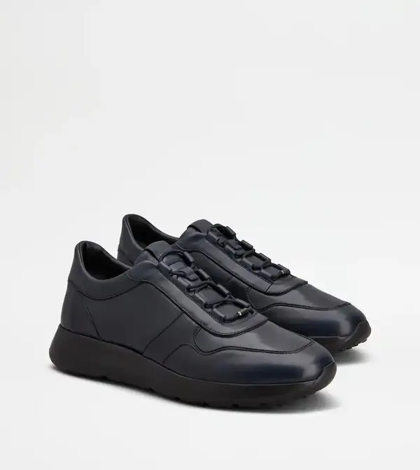 TOD'S Round Toe Calfskin Leather Sneakers With Drawstring