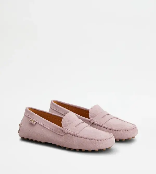 TOD'S Round Toe Slip-on Loafers - Nude